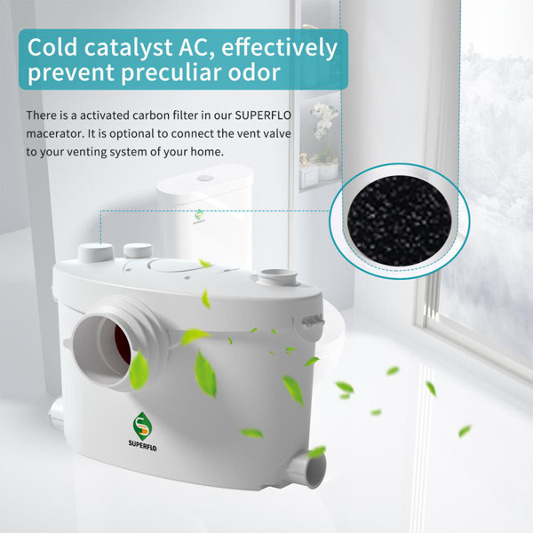 SUPERFLO Upflush Toilet System with Powerful 600W Macerator Pump, Macerating Toilet for Basement ...